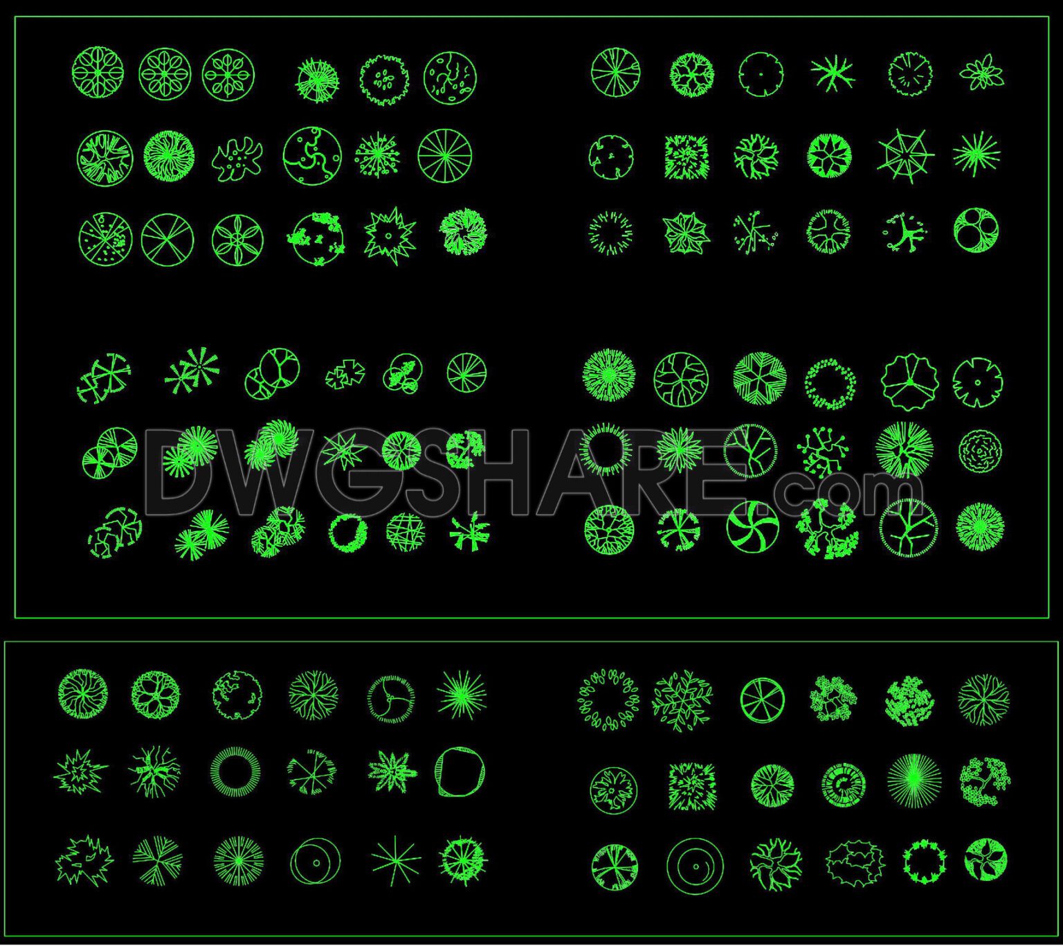 47. Free CAD Blocks: Tree & Plant Symbols for Plan View