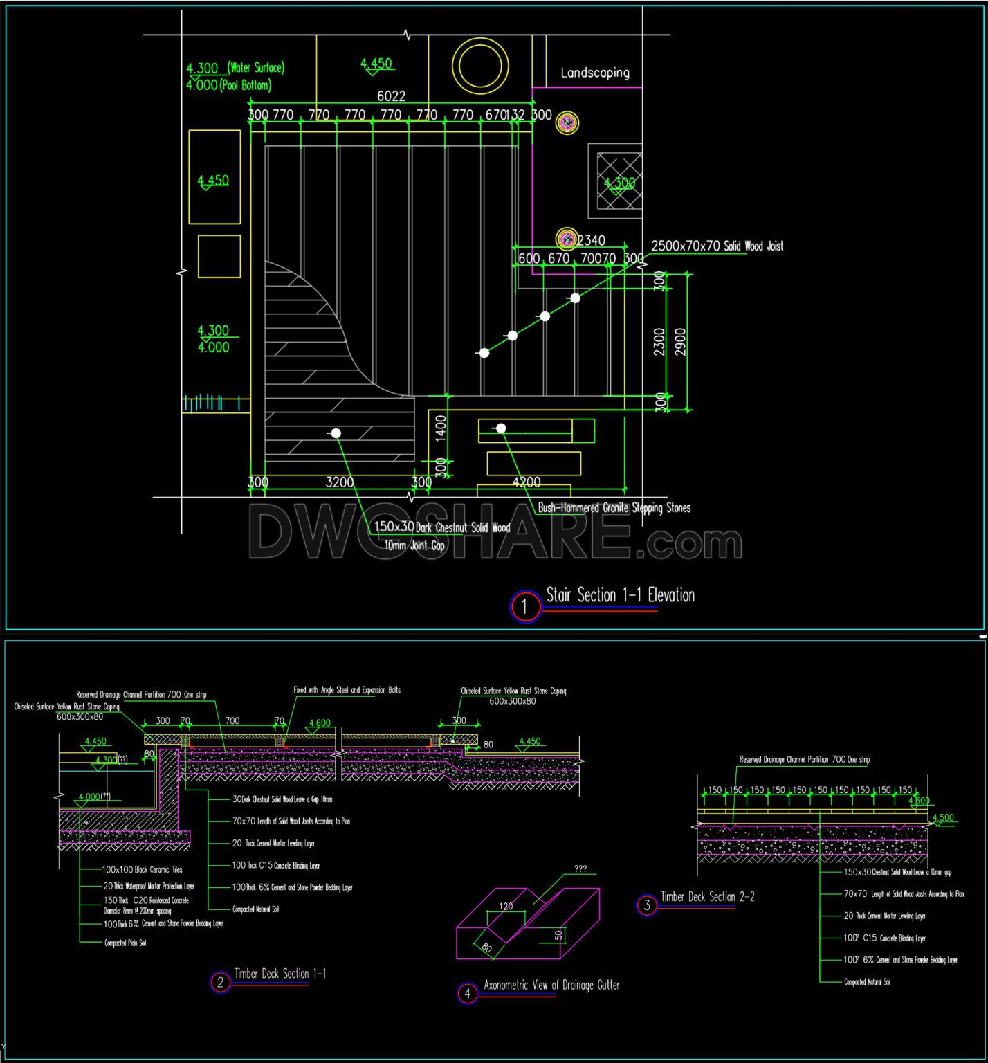 554. Detailed Timber Deck Construction CAD Drawing with Free Download