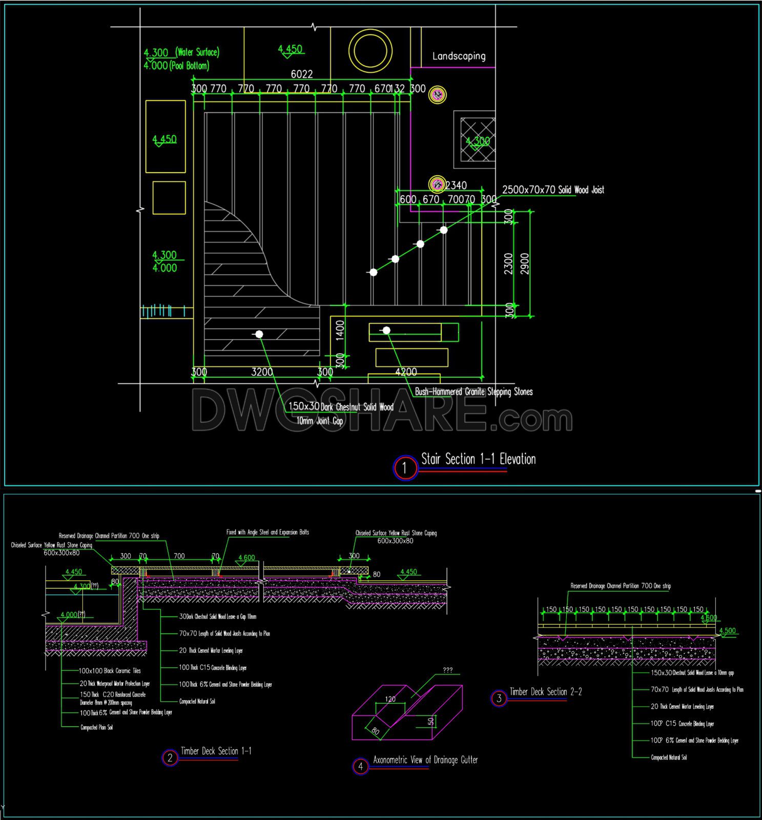 554. Detailed Timber Deck Construction CAD Drawing with Free Download