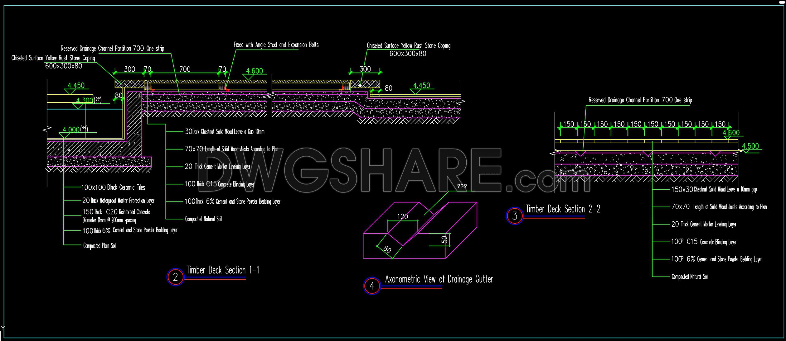 554. Detailed Timber Deck Construction CAD Drawing with Free Download