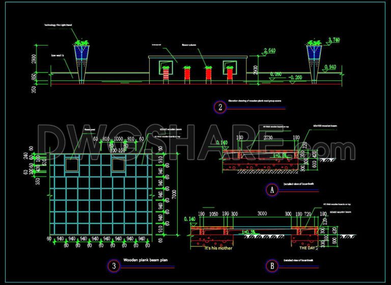 555. Free Download Professional Boardwalk CAD Drawing with Full ...