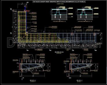 558. Free Download of Detailed CAD Drawings for Canopy Roof Wrapped