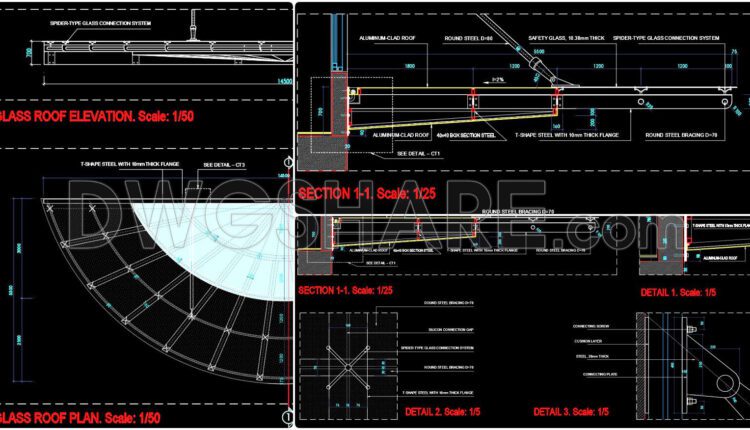 559. Free Download Detailed Cad Drawings For Glass & Aluminum Clad Roof ...
