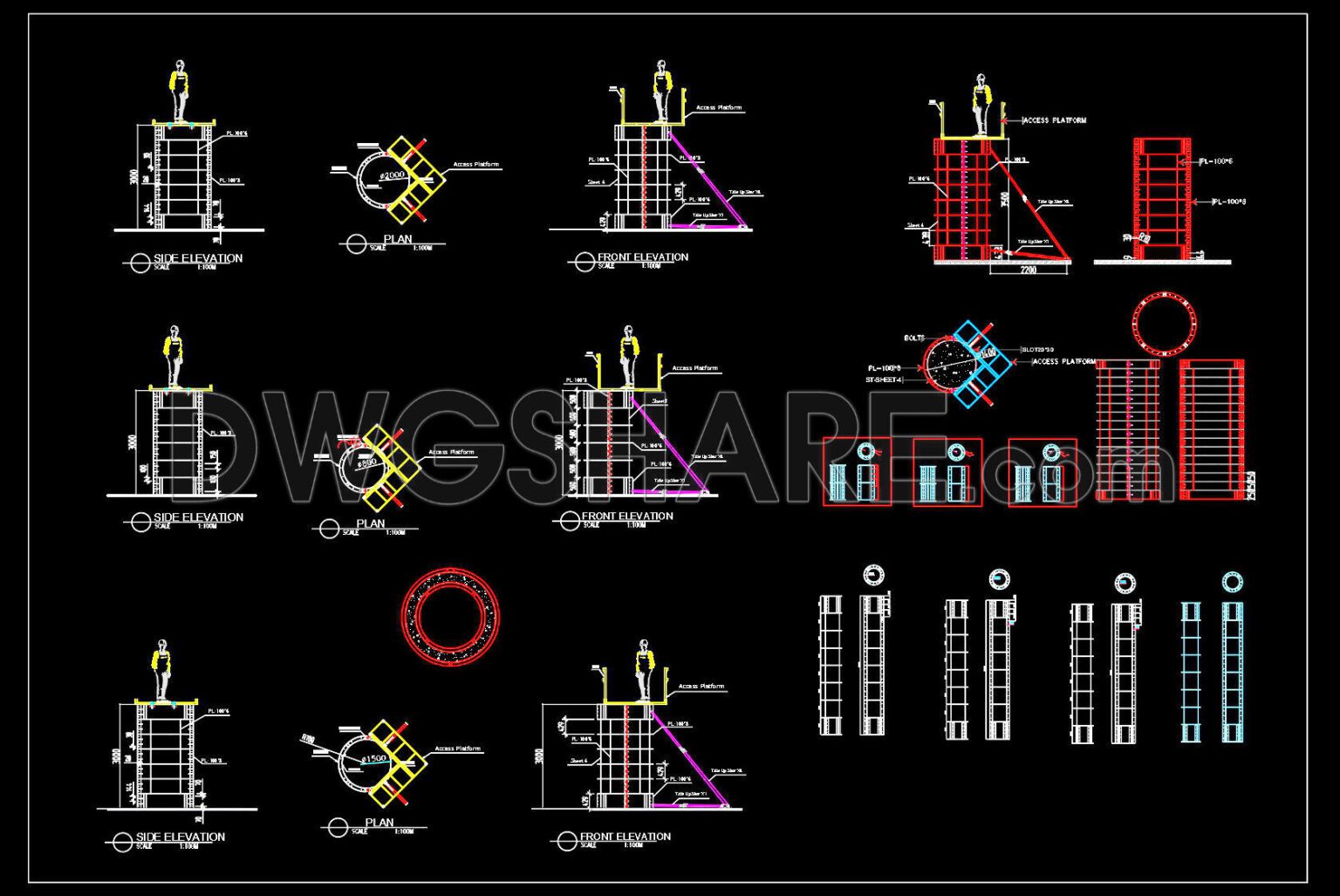 620. Scaffolding System Design for Circular Columns - Free CAD Template