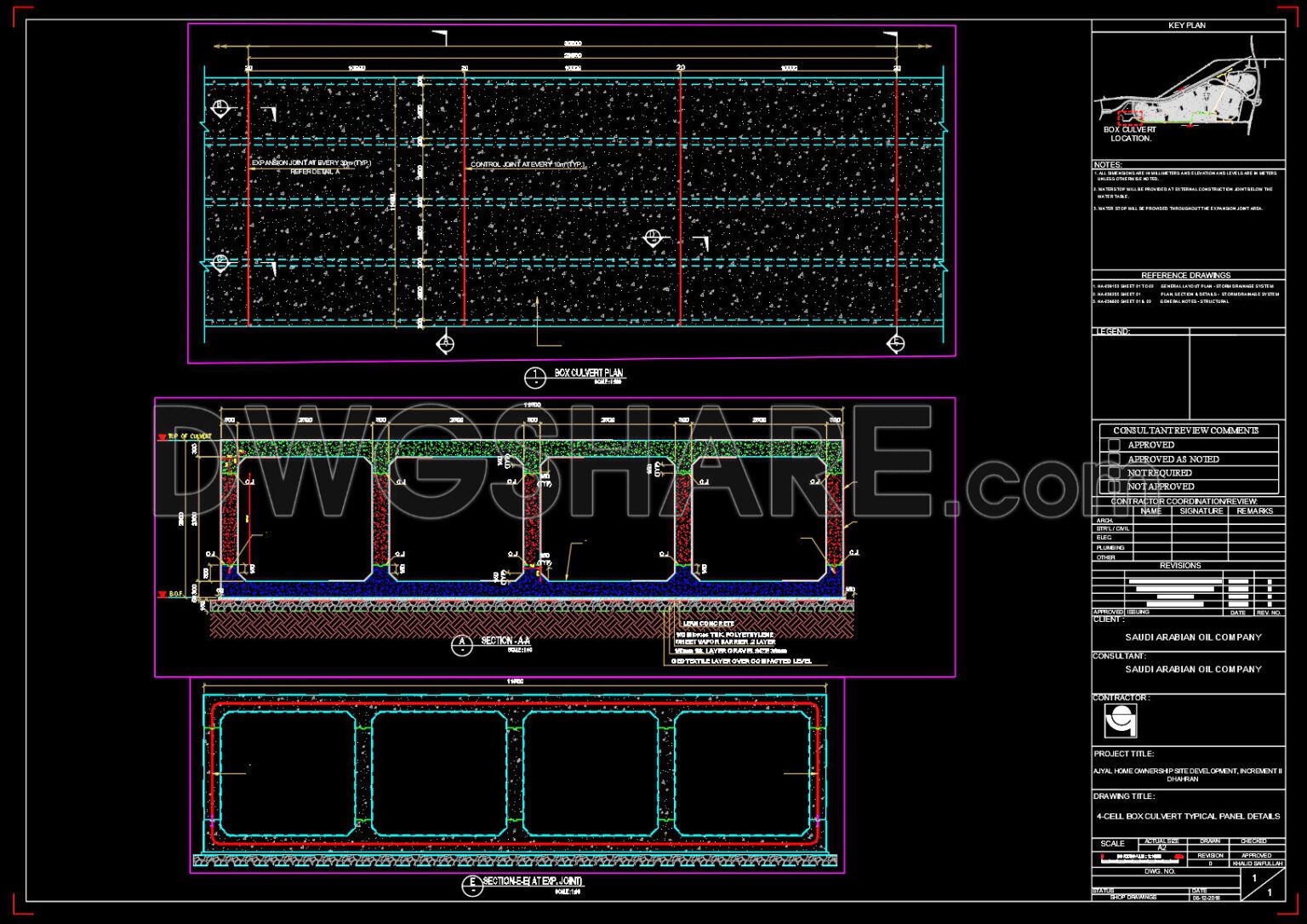 622. Free Download 4-Cell Box Culvert Structural CAD Drawings