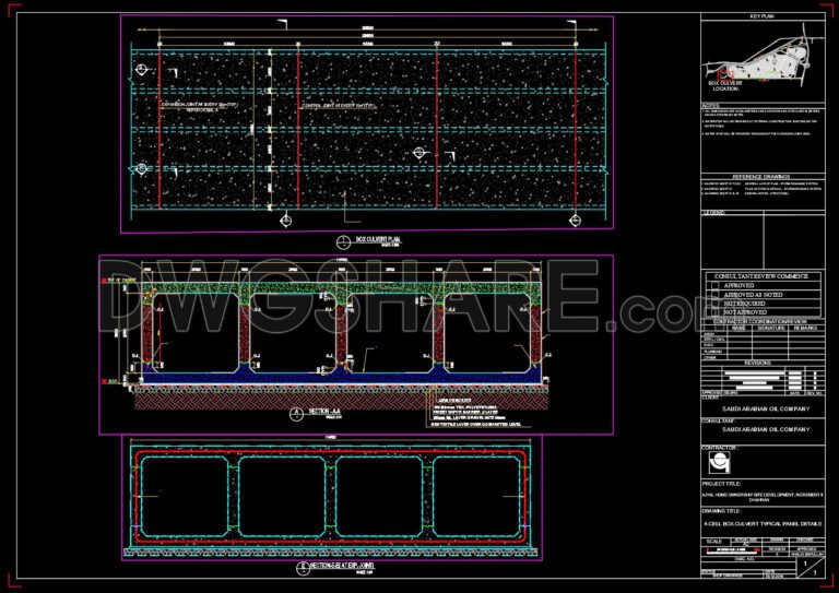 622. Free Download 4-Cell Box Culvert Structural CAD Drawings