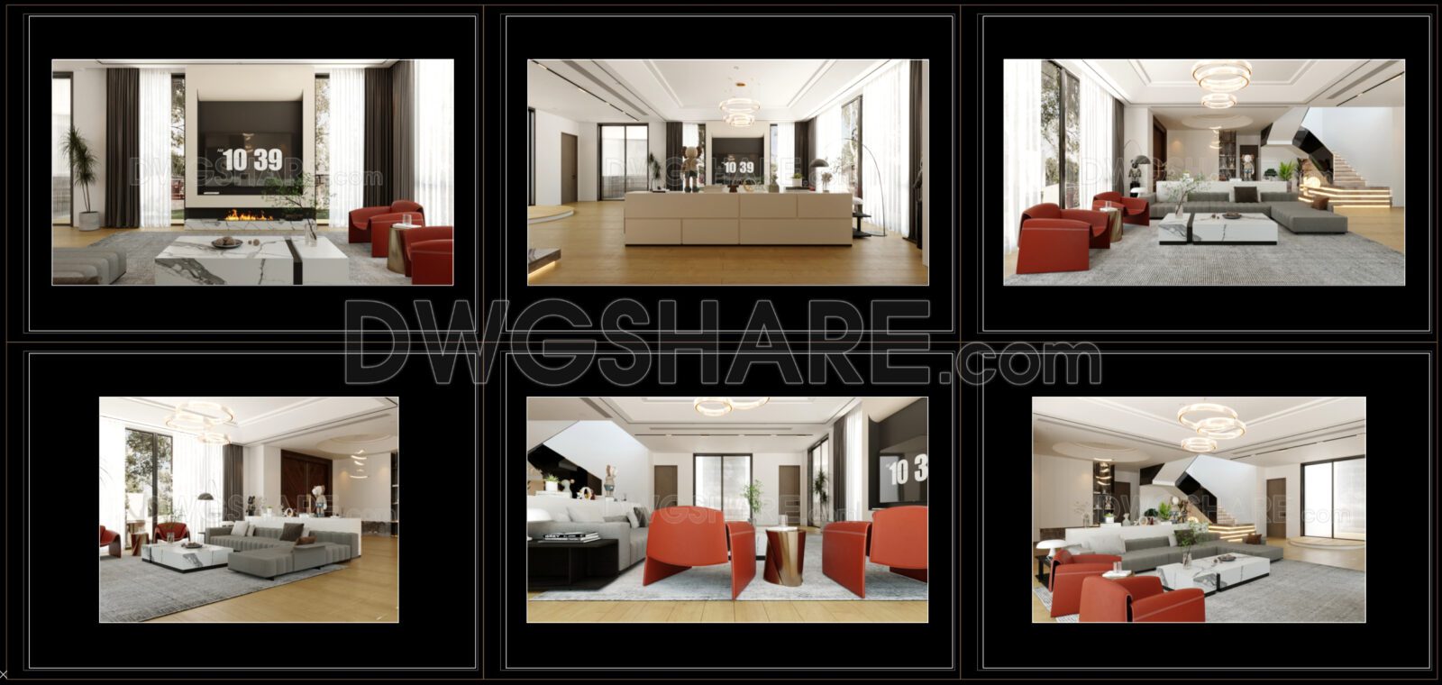 75. Free Download Complete Modern Living Room Design Package (CAD & 3D)