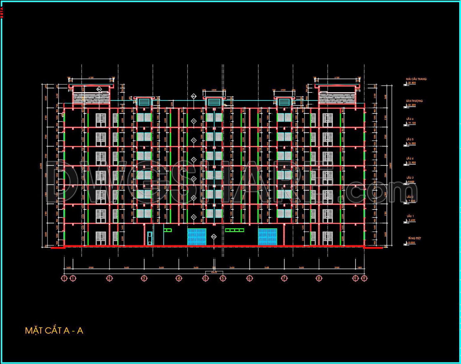 33. Free Download of CAD Floor Plan for a 6-Story Apartment Building