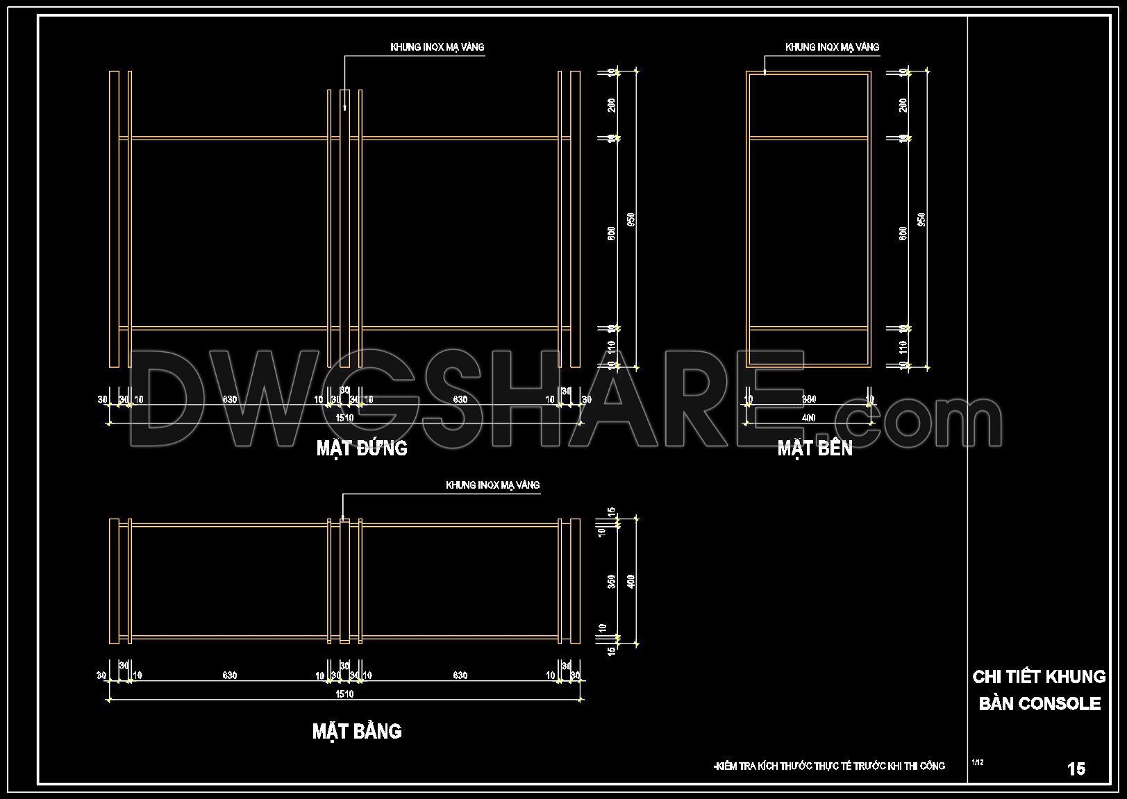 360. Free CAD Drawing Modern Console Table Design