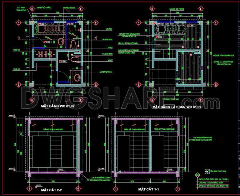 380. Free Download Detailed Residential Bathroom CAD Drawings