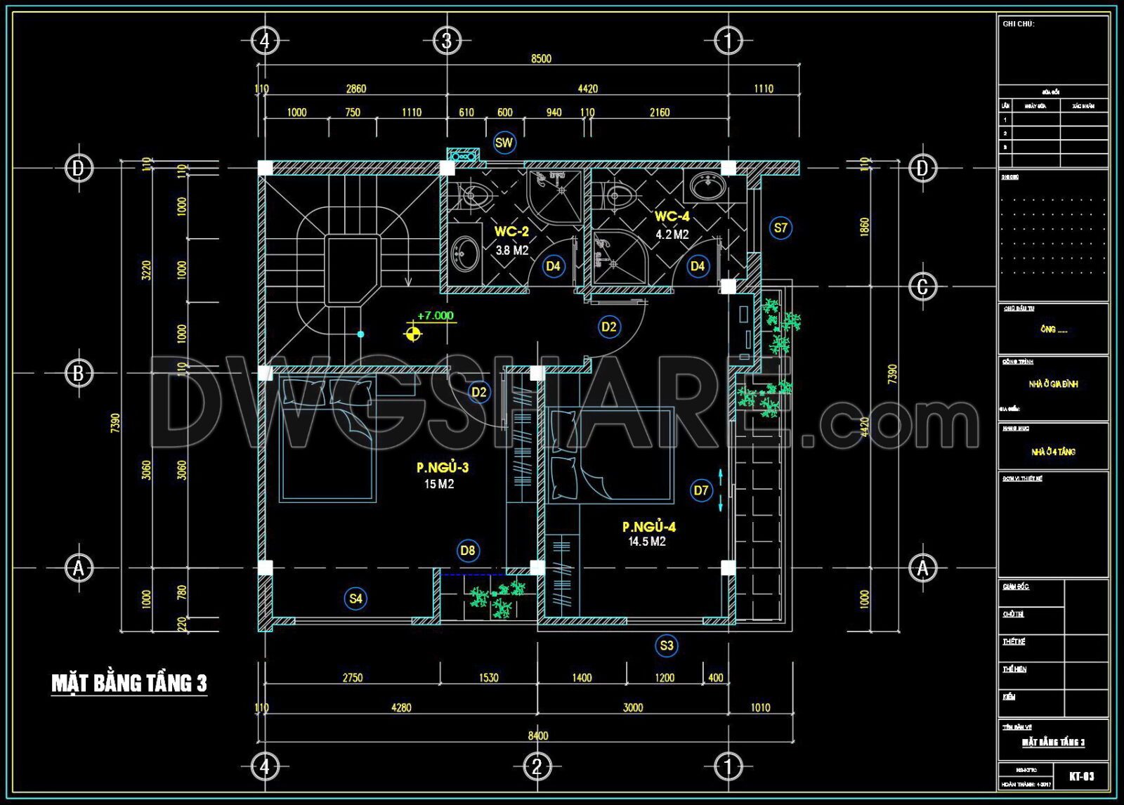 429. Free Download CAD Design Drawings for a 4-Story House with ...