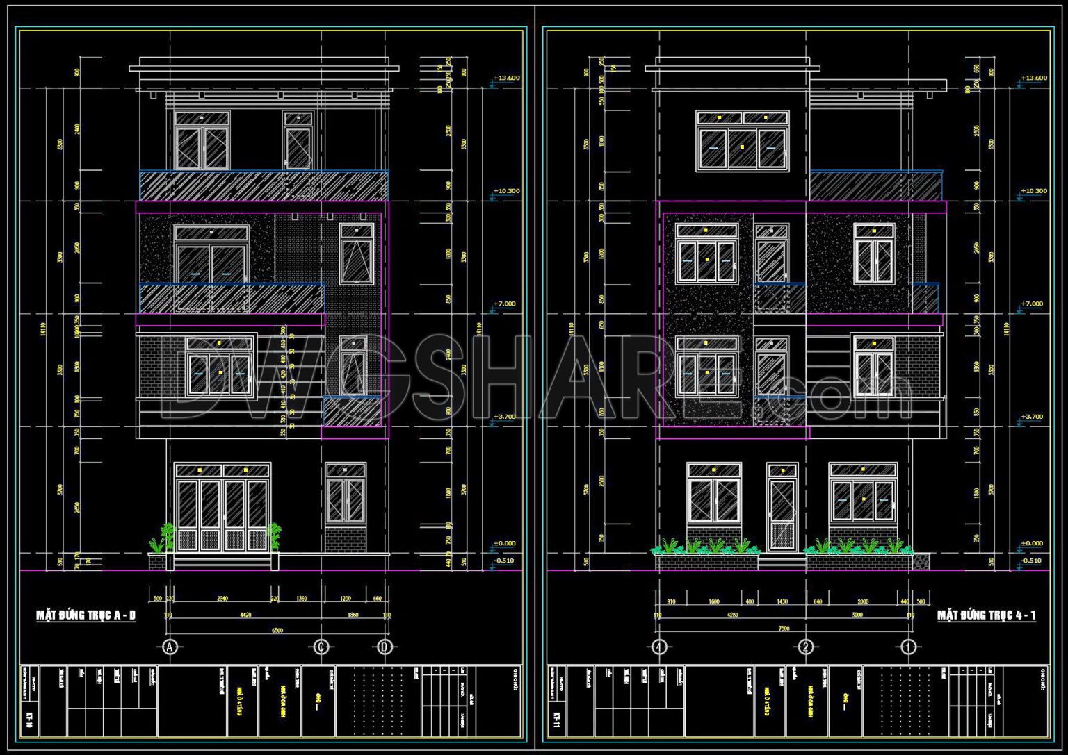 429. Free Download CAD Design Drawings for a 4-Story House with ...