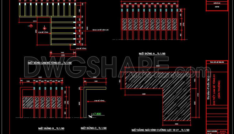 429. Free Cad Download Decorative Outdoor Concrete Louver Pergola ...