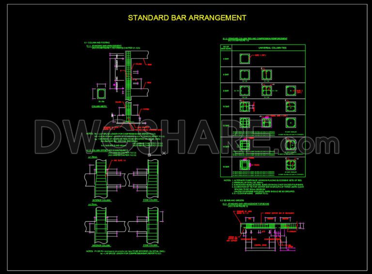 624. Free Download Standard Column & Footing Reinforcement CAD Template