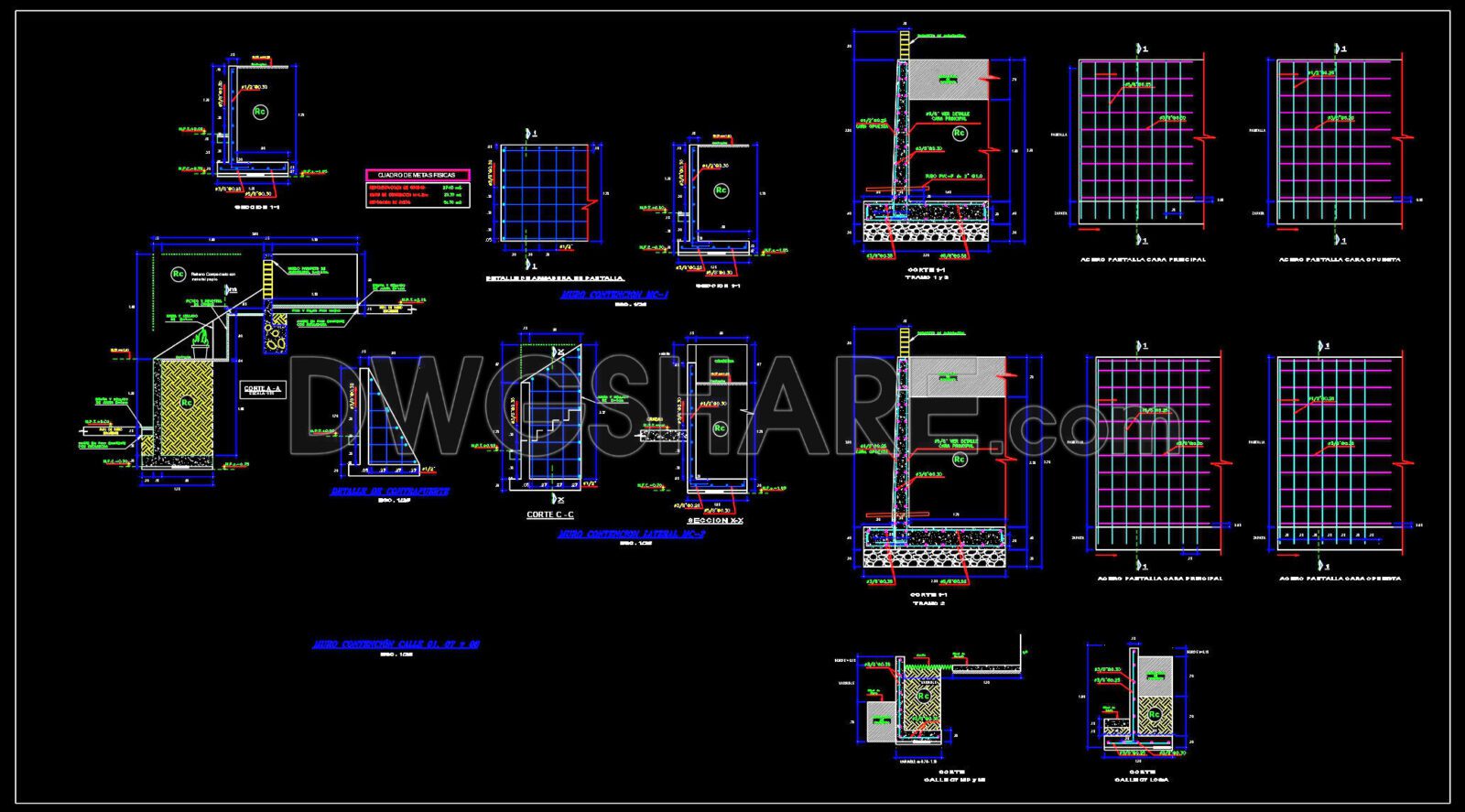 630. Free Essential CAD Template Containment Wall Elevations and Sections