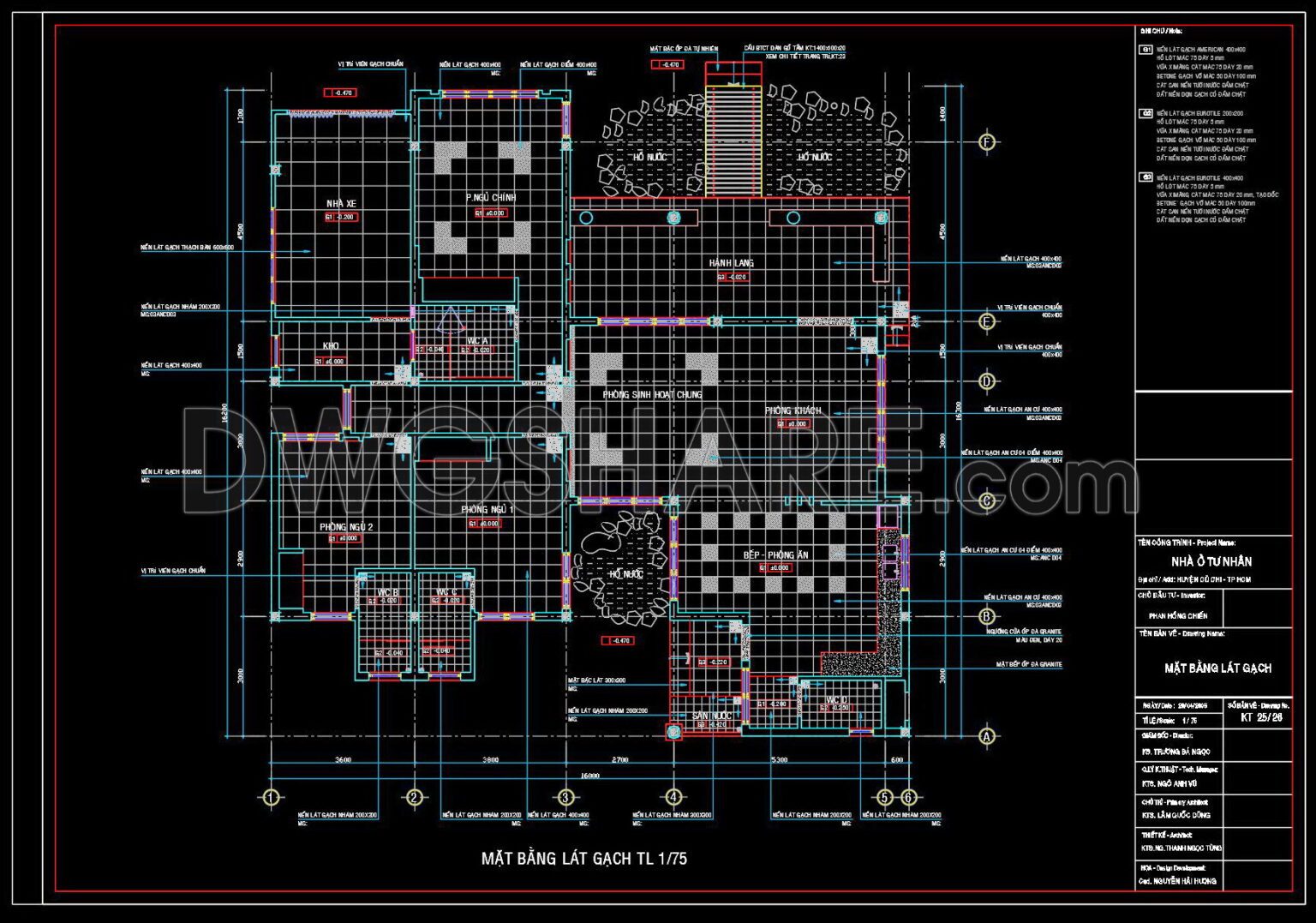 96. Free Download of Residential Floor Tiling CAD Plan