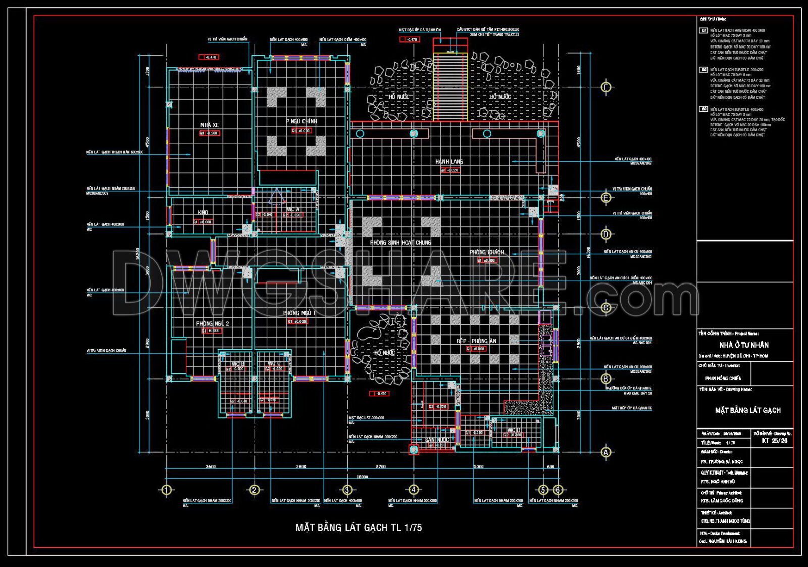 96. Free Download of Residential Floor Tiling CAD Plan