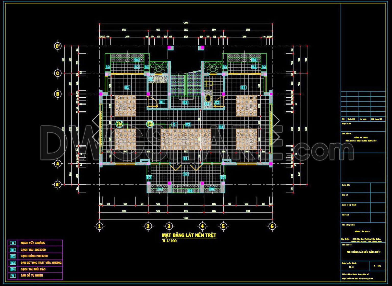 97. Free Download Ground Floor Tiling CAD Plan for Residential Projects