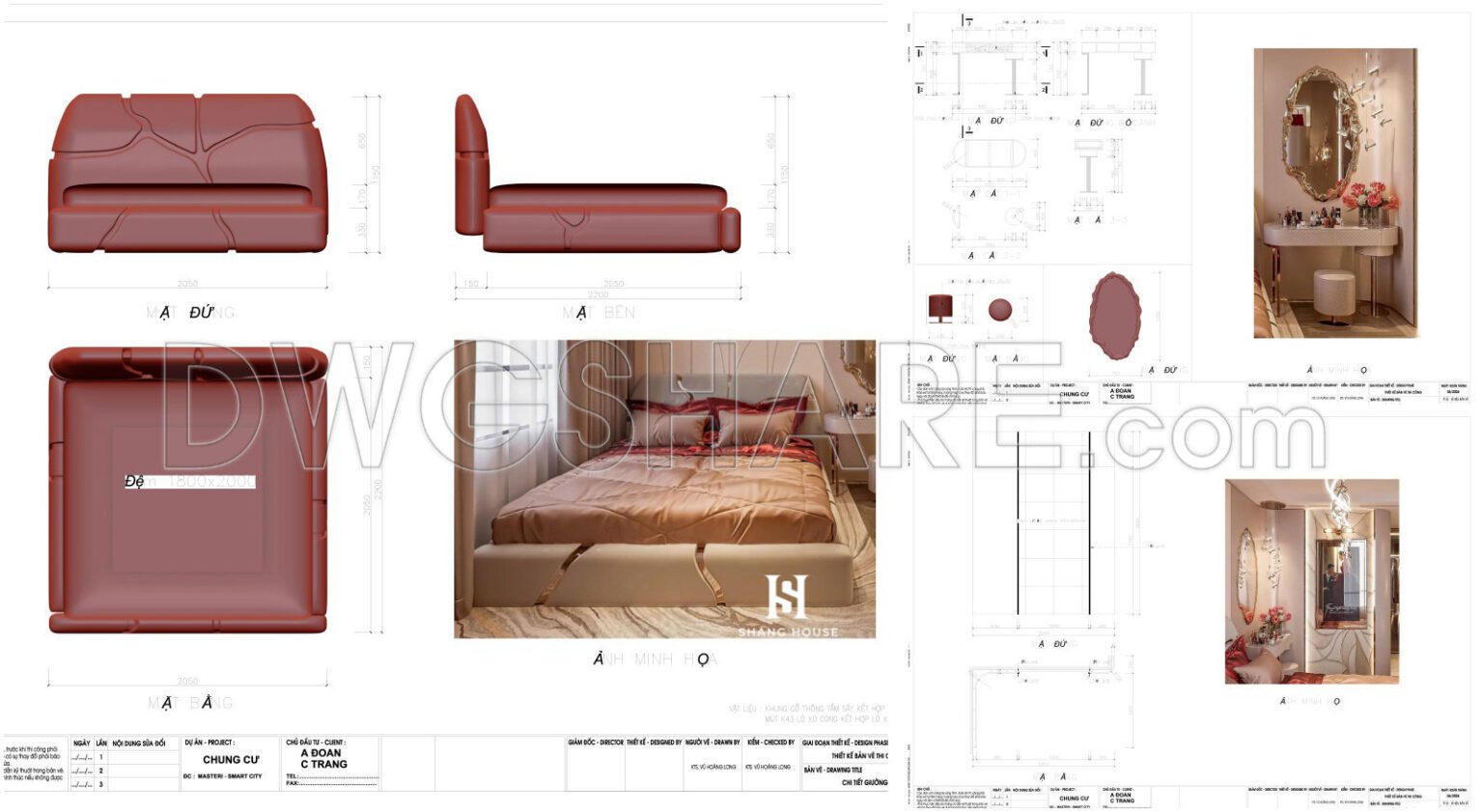100. Download free detailed design drawings for an 18-square-meter bedroom
