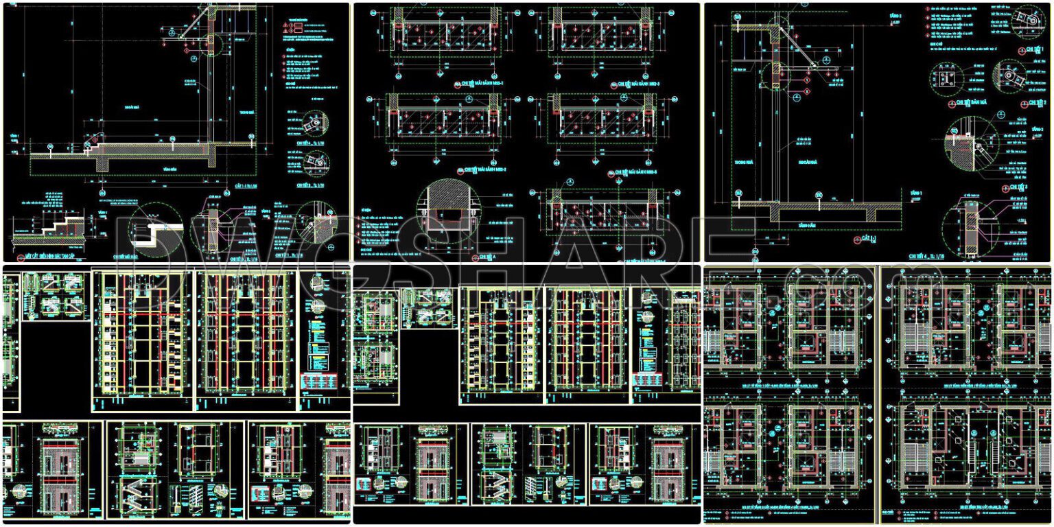 449. Free Download Detailed CAD Drawings of Stairs and Elevator Shaft