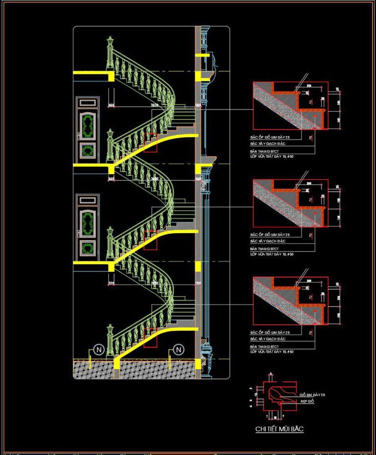 320. Free Download detailed CAD drawings of townhouse stairs