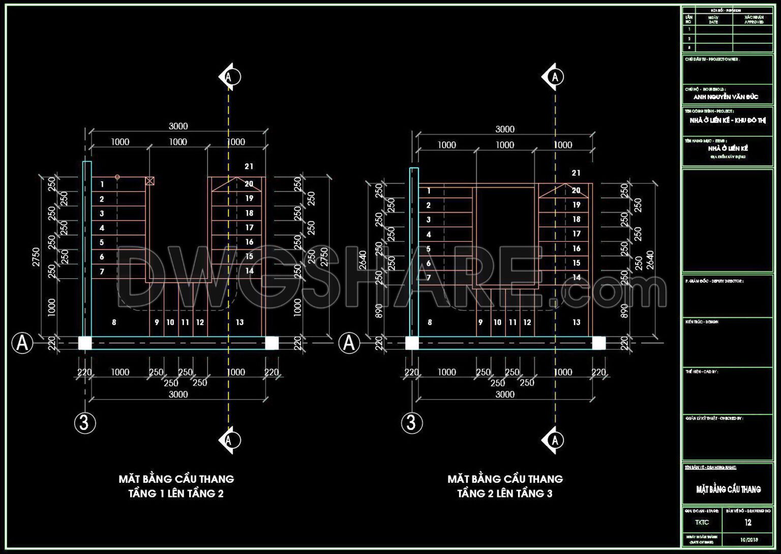 322. Free Download detailed CAD drawings of townhouse stairs