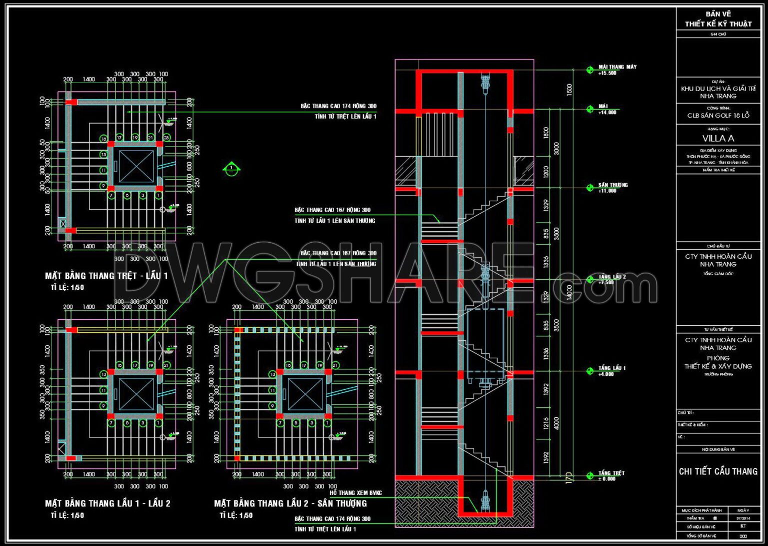 325. Free Download Multi-Level Staircase CAD Drawing – Section and ...