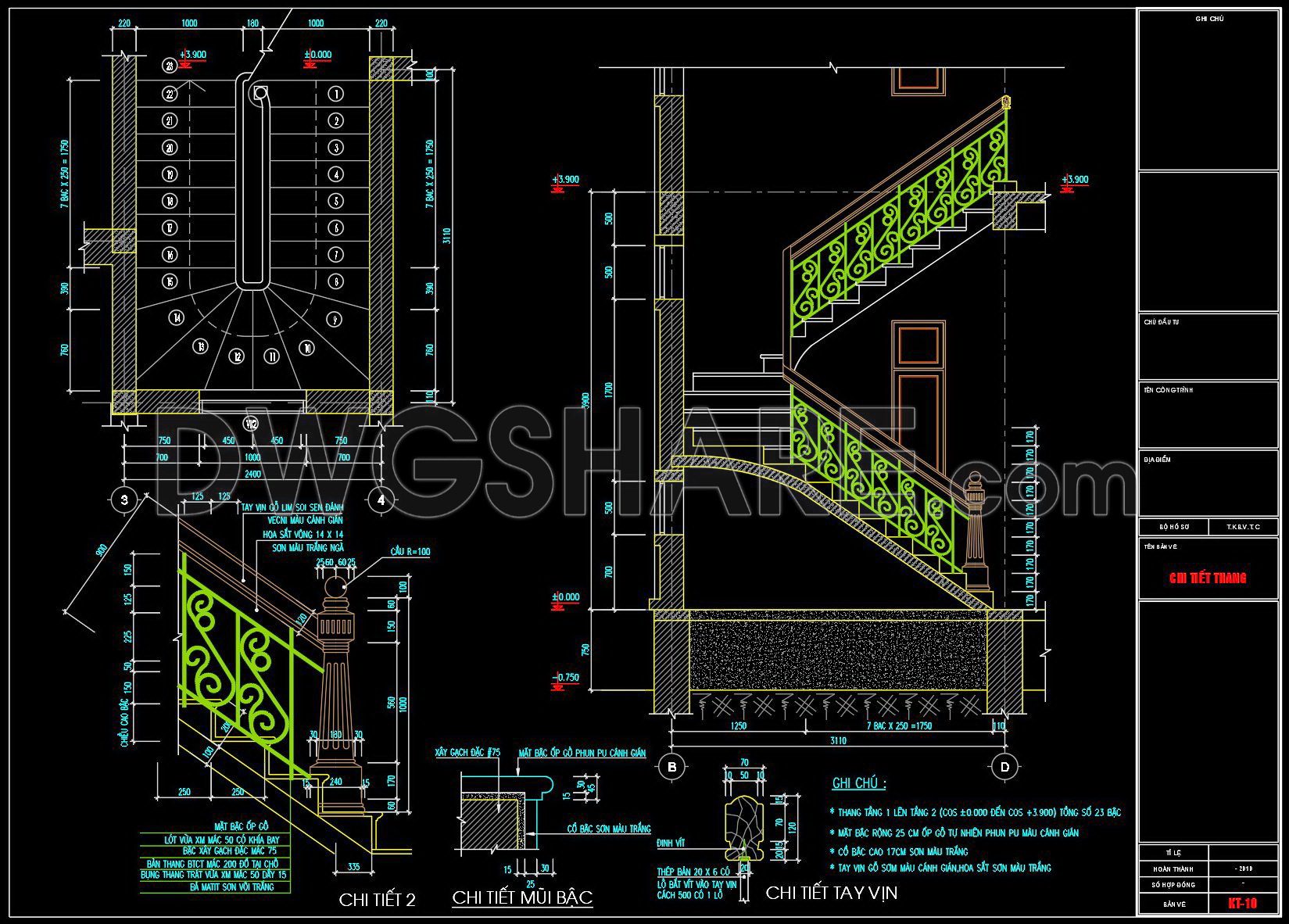 326. Free Download Staircase Cad Drawing – Detailed Stair Section ...