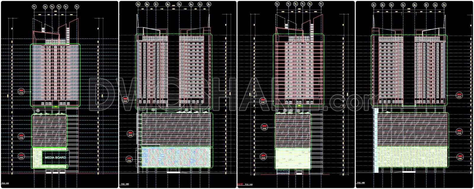 34. Free Download CAD Drawing – 20th Floor Plan of Mixed-Use Tower
