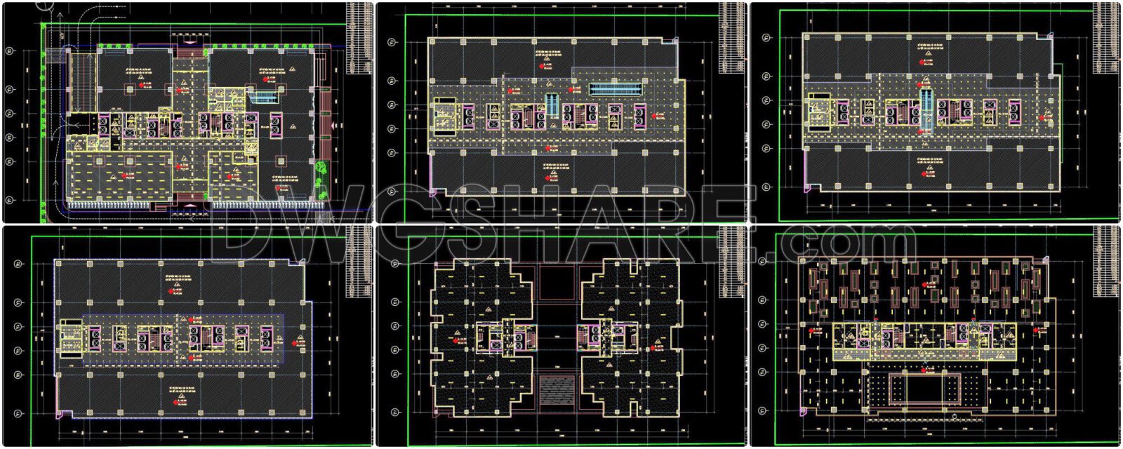 34. Free Download CAD Drawing – 20th Floor Plan of Mixed-Use Tower