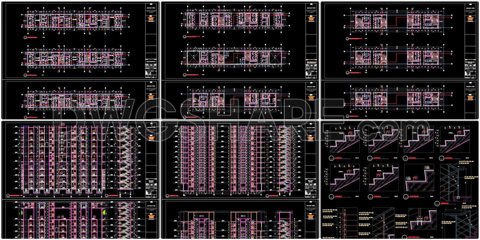 34. Free Download CAD Drawing – 20th Floor Plan of Mixed-Use Tower