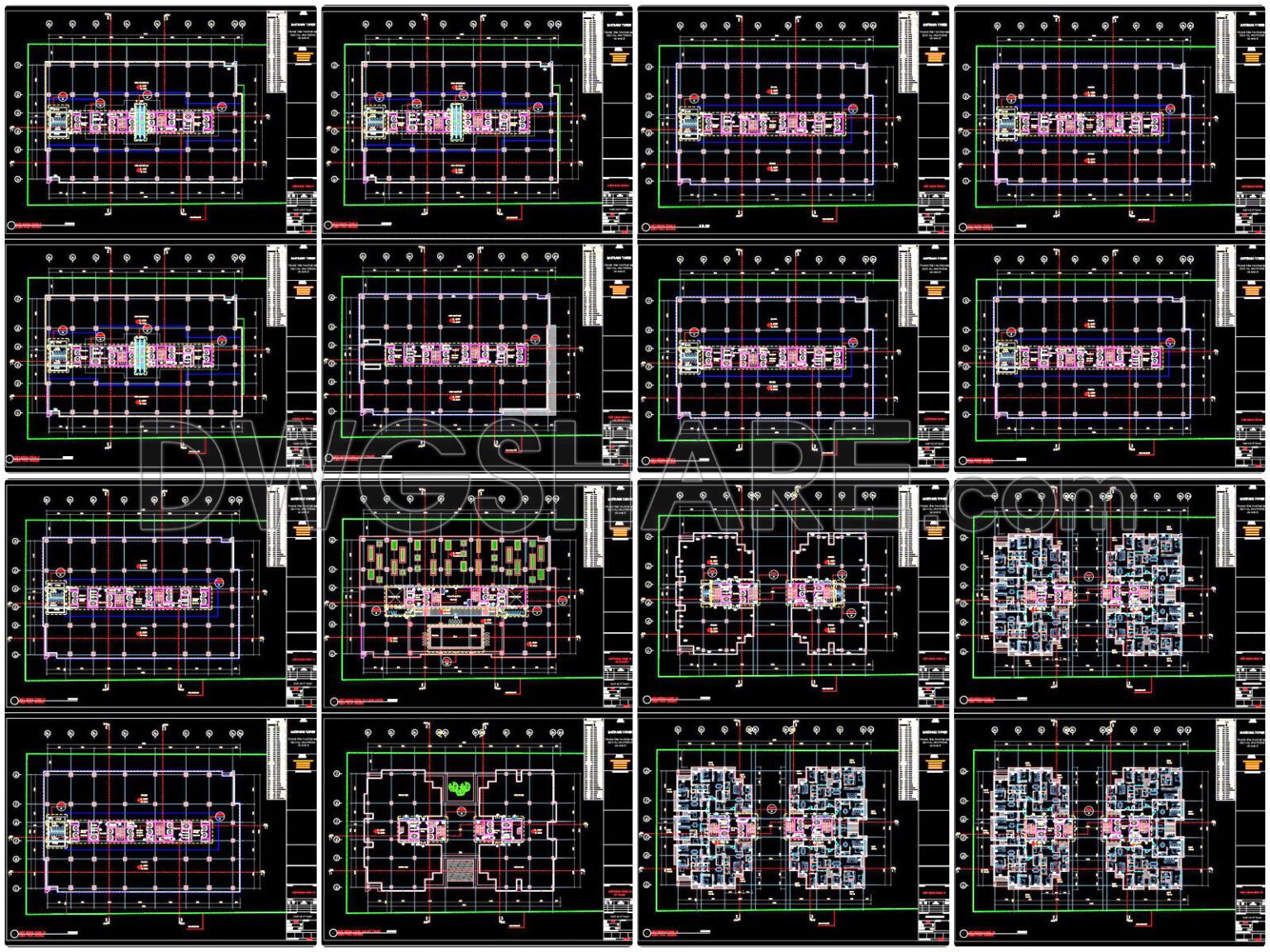 34. Free Download CAD Drawing – 20th Floor Plan of Mixed-Use Tower