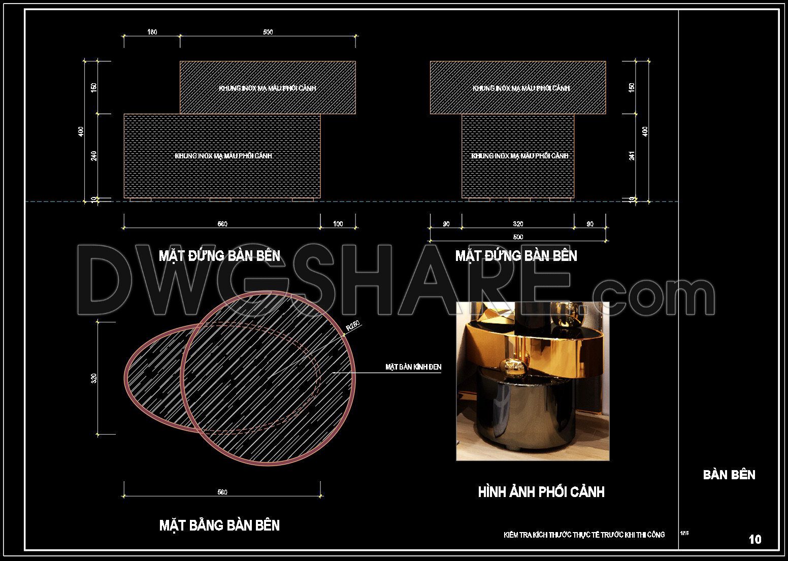 363. Free Download Modern Side Table CAD Drawing – Black Glass ...