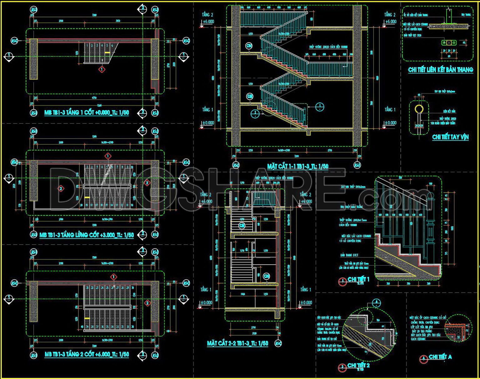 449. Free Download Detailed CAD Drawings of Stairs and Elevator Shaft