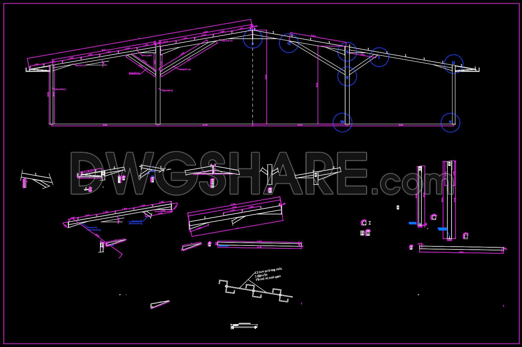 632. Detailed Elevation Drawing of Cow Shed Shop – Free DWG Template