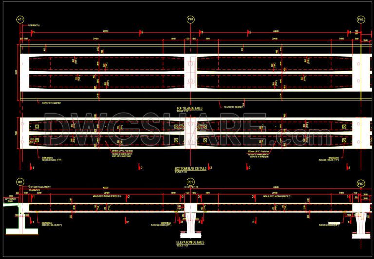 637. Download free AutoCAD DWG of bridge deck plan and elevation details