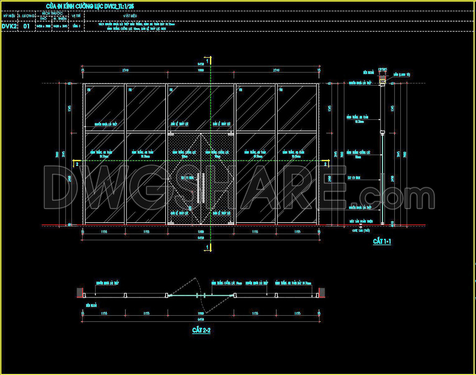 766. Free Download – Tempered Glass Door Cad Drawings With Detailed ...