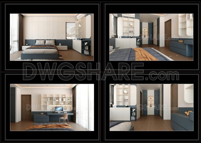 97. Free CAD Drawings & 3D Renderings of Modern Boy’s Bedroom Interior ...