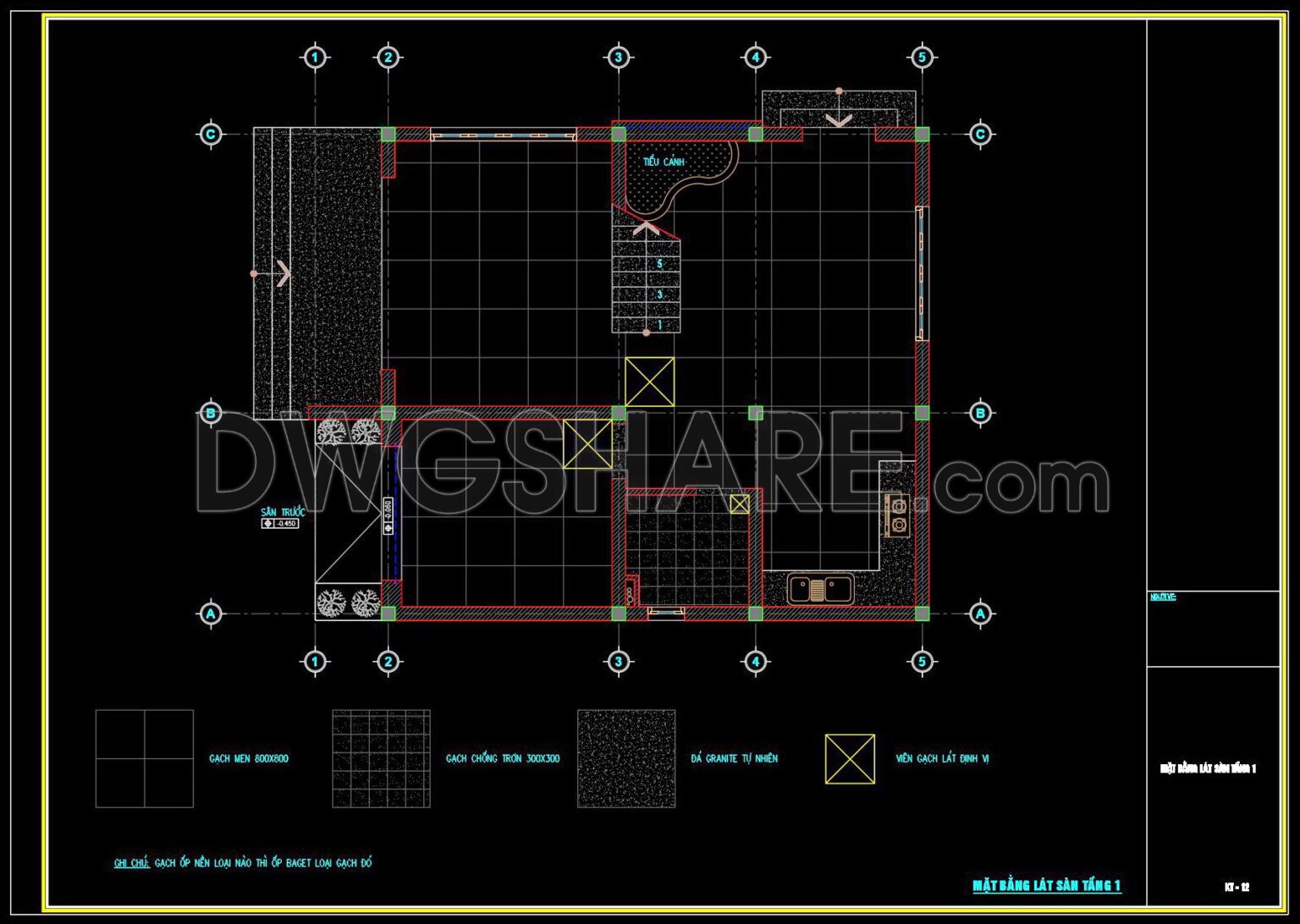 98. Free Download Ground Floor Tiling CAD Plan for Residential Projects