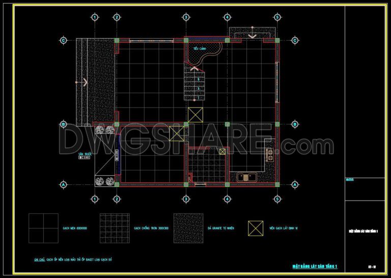 98. Free Download Ground Floor Tiling CAD Plan for Residential Projects