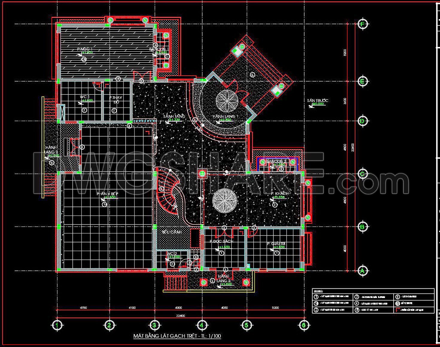 101. Download Free CAD Drawing Floor Tiling Plan for House