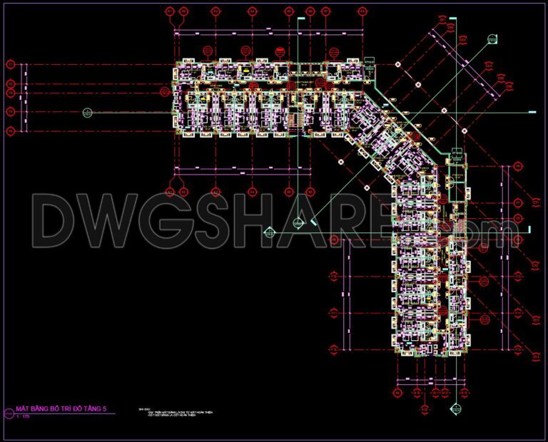 105. Free Download CAD Drawing of the 5th Floor Functional Layout Plan ...