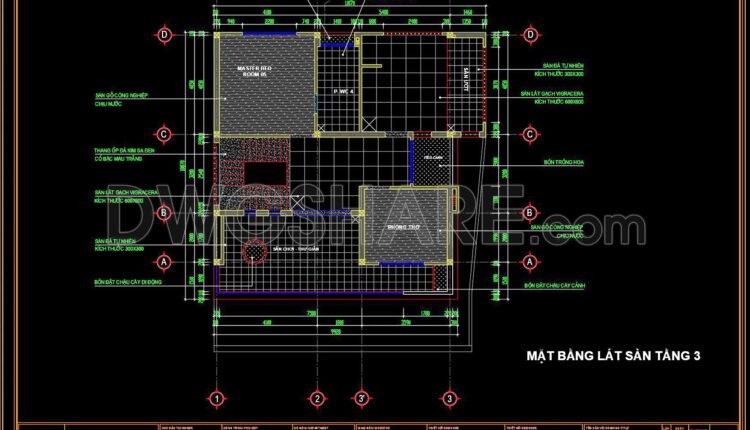 120. Free Download CAD Tile Layout Design – Three-Story House Plans (1 ...