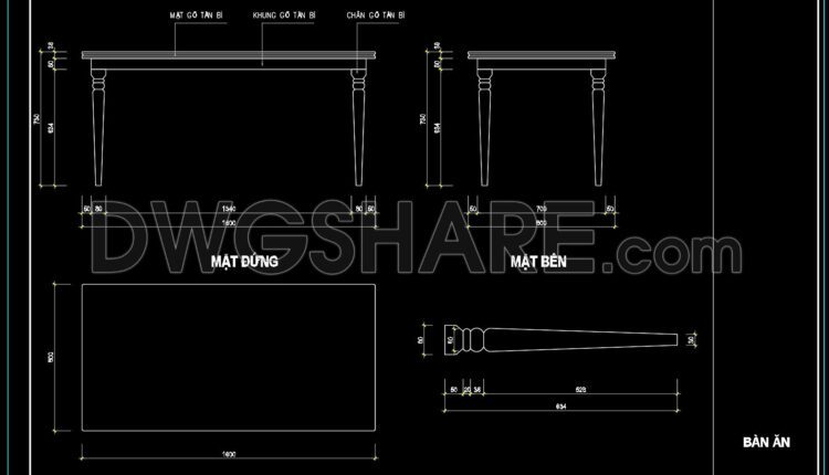 138. Free CAD Dining Table Detailed Drawing (1) - Free Cad Blocks ...