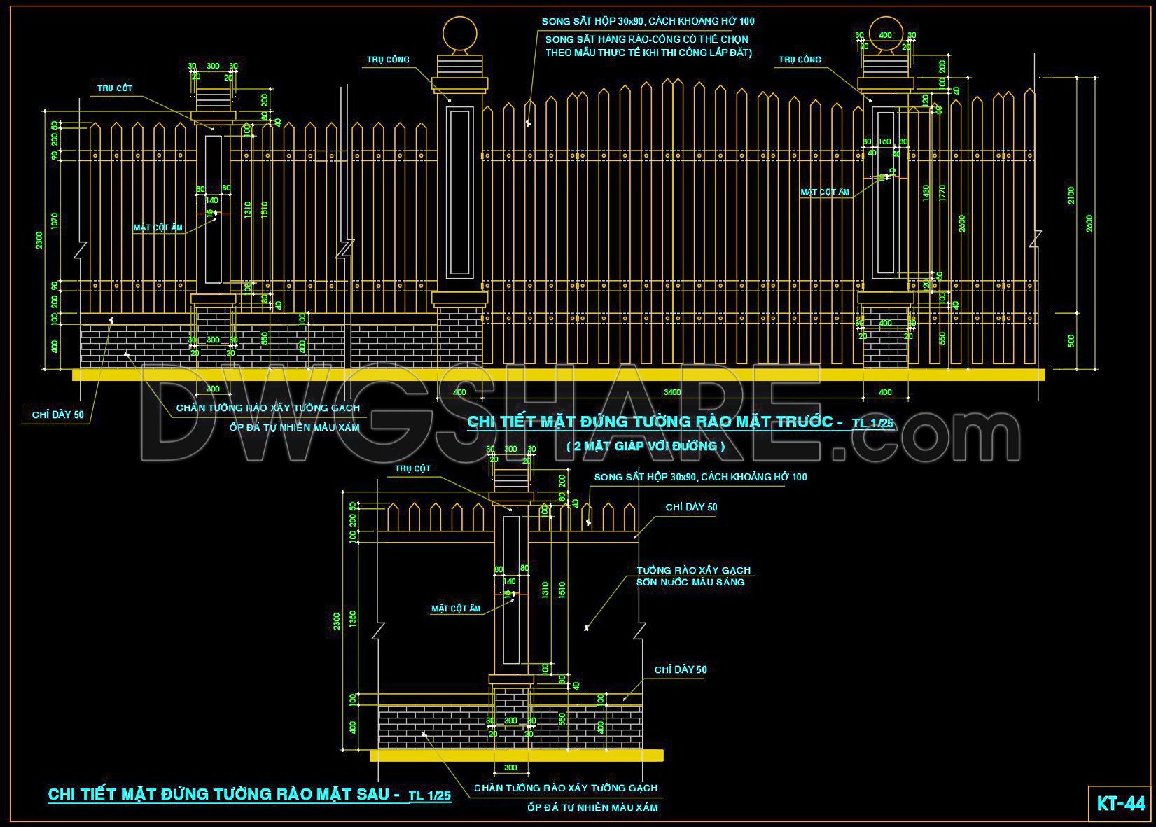 193. Detailed CAD Fence Wall Plan Free Download