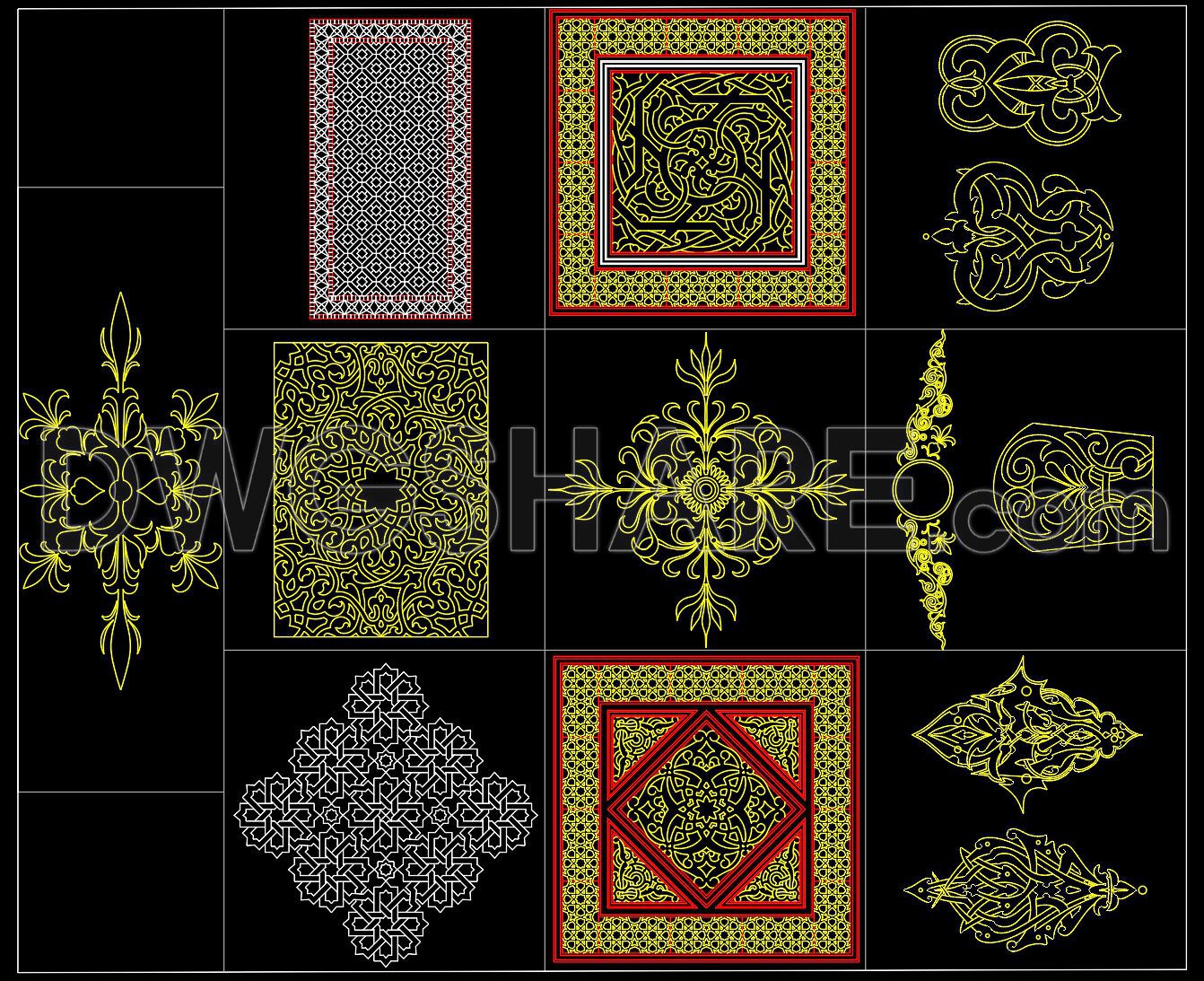 198. Free Download of Decorative Pattern Design CAD Blocks