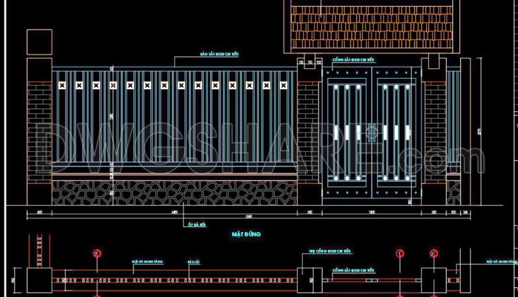 202. Free CAD Gate & Fence Drawing for Residential Houses (1) - Free ...