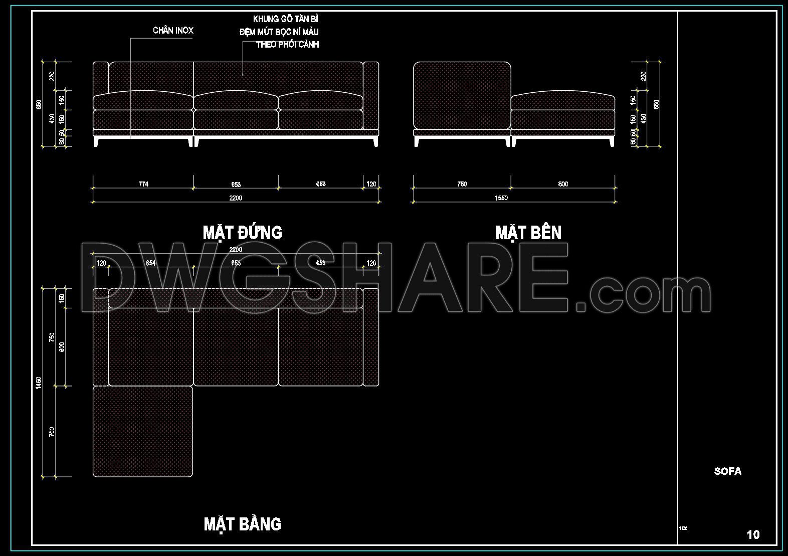 26. Free CAD Drawing Modern Sectional Sofa