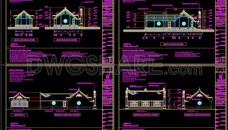 274. Free CAD Architectural Drawings of Traditional Temple with ...