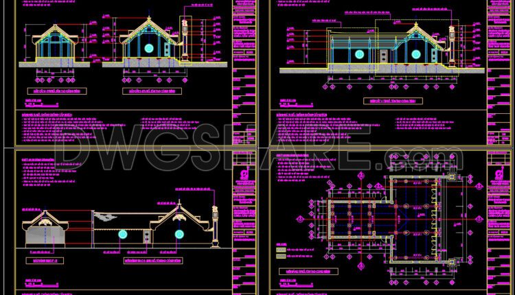 274. Free CAD Architectural Drawings of Traditional Temple with ...
